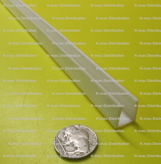PTFE U Channels, Low Friction, UL94 VO, FDA, 3A, 60 Inch Length